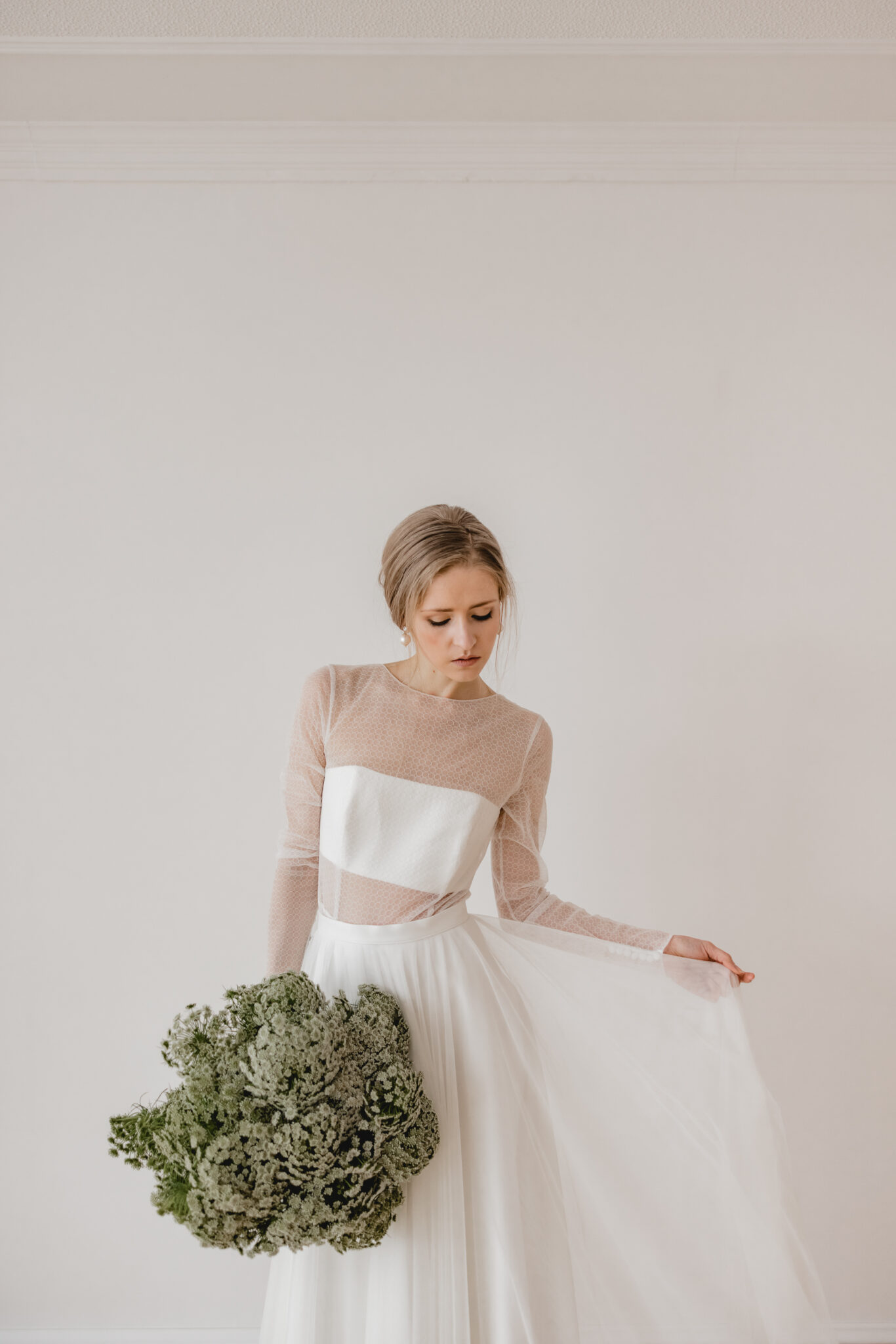 Brautrock Tüll midi - Hochzeitsblume